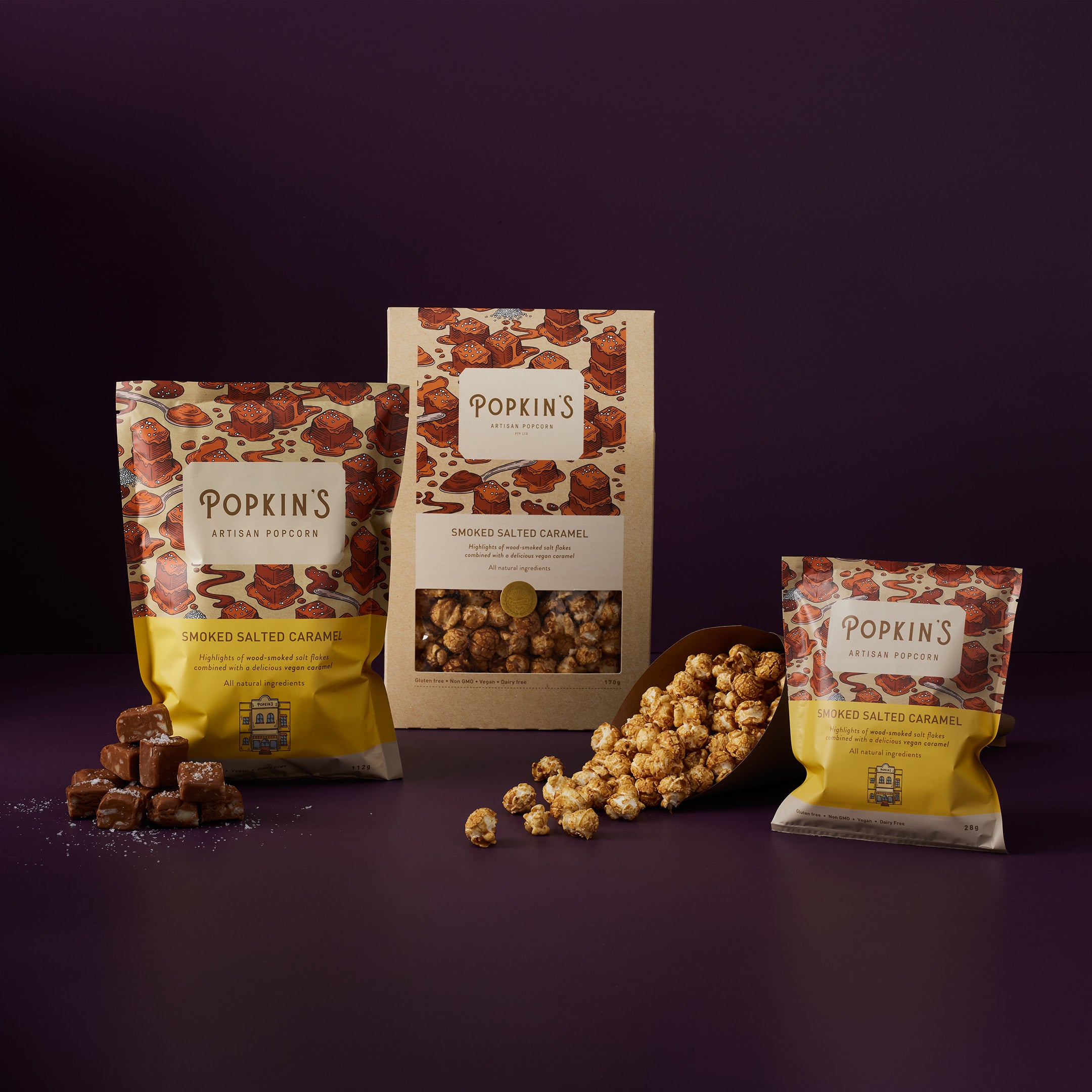Popkin's Smoked Salted Caramel: Unique Delight | Popkin's Artisan Popcorn